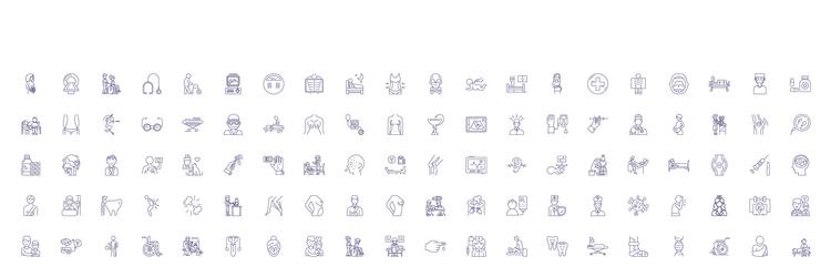 Patient line icons signs set design collection Vector Image