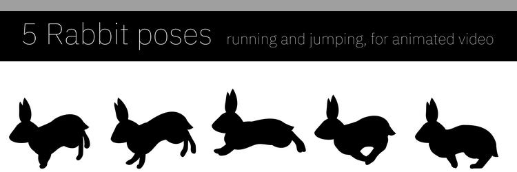 Rabbit movements for animation running Royalty Free Vector
