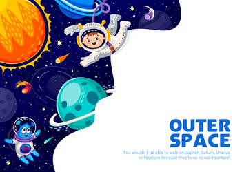 Frame template design with kids in space Vector Image