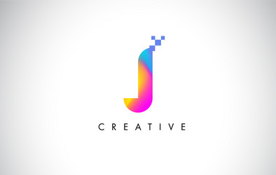 Colorful rainbow j letter logo design with oval Vector Image