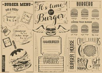 Template menu for burger house Royalty Free Vector Image