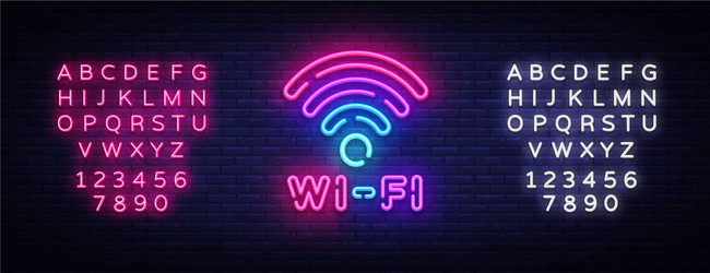 Wifi neon sign symbol glowing Royalty Free Vector Image