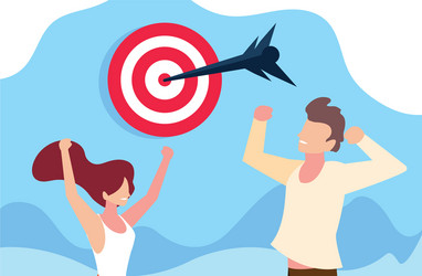 Group people celebrating and target shooting Vector Image