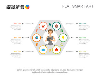 Six elements process chart template Royalty Free Vector