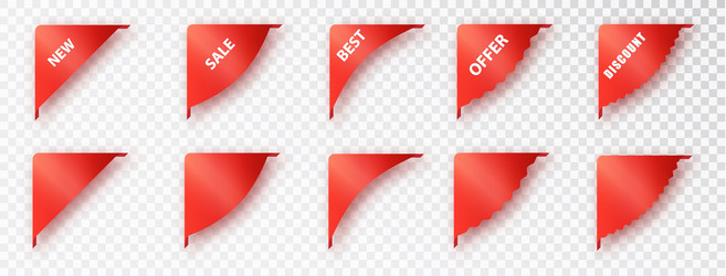 Red sale labels with distinctive corner accents Vector Image