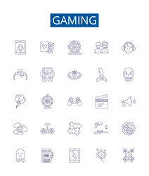 Gaming line icons signs set design collection Vector Image