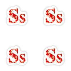 Sticker fiery font red letter t on white Vector Image