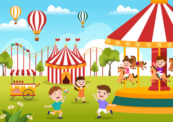 Circus template hand drawn cartoon flat with show Vector Image