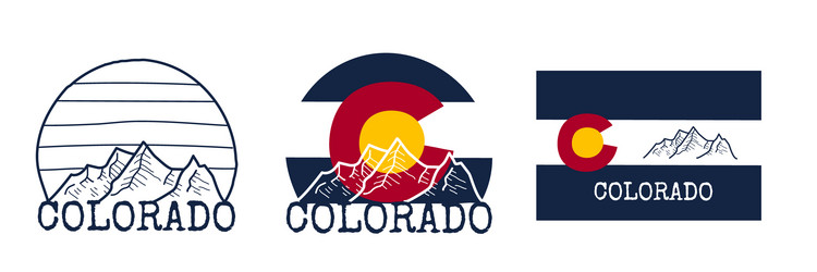 Colorado symbol with mountain line drawing Vector Image