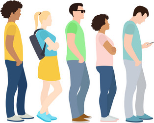 Full length cartoon people standing queue Vector Image