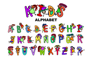 Cute happy smiling kids alphabet letters Vector Image