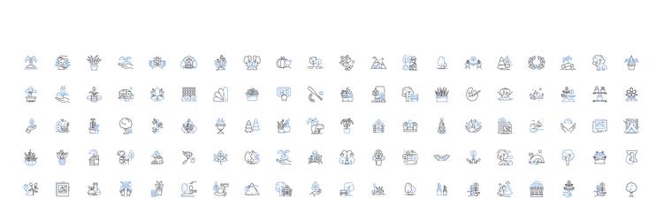 Arboretum line icons collection trees leaves Vector Image