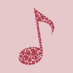 Shiny bright diamond music note symbol with heart Vector Image