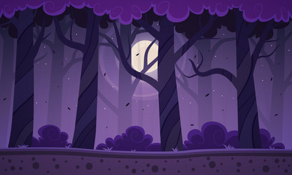Night forest game background for 2d application Vector Image