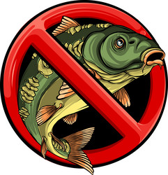 No fish forbidden sign symbol on white Royalty Free Vector