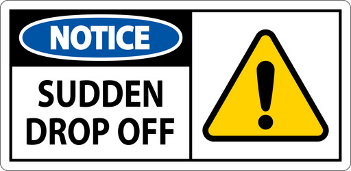 Notice sign sudden drop off Royalty Free Vector Image