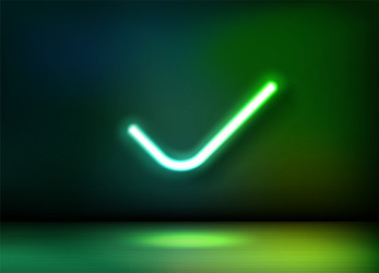 Neon glowing checkmark icon 3d Royalty Free Vector Image