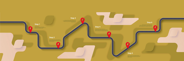 Road map infographics template winding Royalty Free Vector