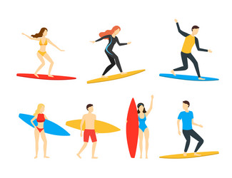 Surf characters design of summer mascots Vector Image