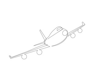 Continuous line drawing of airplane single one Vector Image