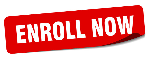 Enroll now sticker enroll now label Royalty Free Vector