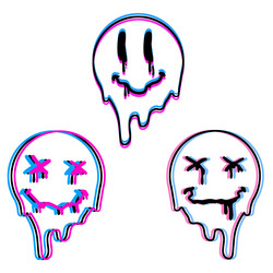 Acid smile face retro symbol of rave Royalty Free Vector