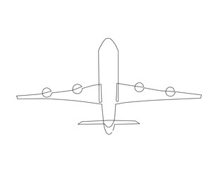 Continuous line drawing of airplane single one Vector Image
