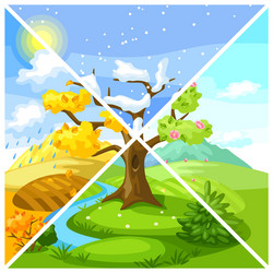 Four seasons landscape with trees Royalty Free Vector Image