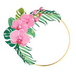 Wedding invitation border frame corner pink orchid