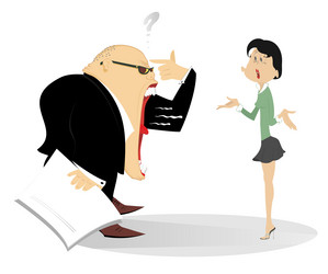 Angry boss and employee woman Royalty Free Vector Image