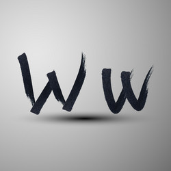 Calligraphic watercolor letter w Royalty Free Vector Image