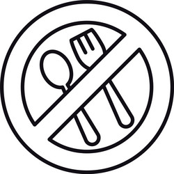 Forbidden sign with fork and spoon no food symbol Vector Image
