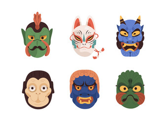 Kabuki theater noh mask of namanari devil Vector Image