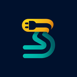 3 logo number three with electrical plug Vector Image