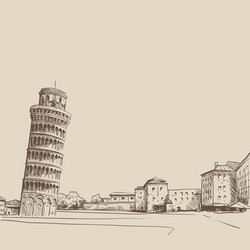 Pisa cityscape drawing Royalty Free Vector Image