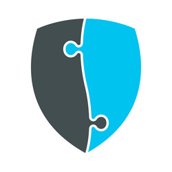 Shield puzzle protection icon logo Royalty Free Vector Image