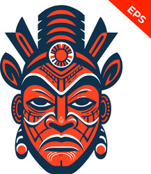 Red face tribal mask indigenous pacific islander Vector Image