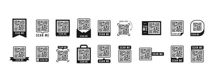 Qr code frame set template of frames Royalty Free Vector