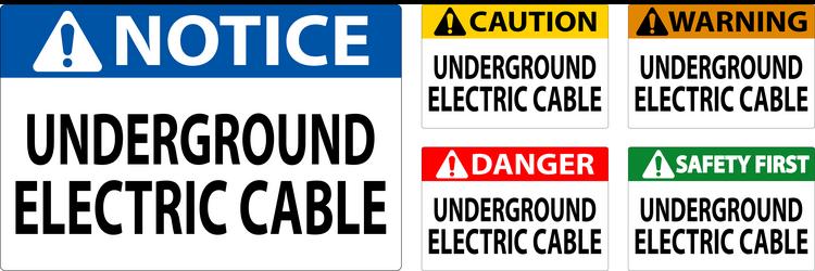 Caution sign underground electric cable Royalty Free Vector
