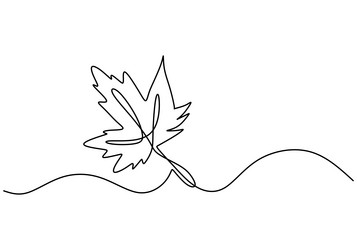 Maple leaf line art one continuous line drawing Vector Image