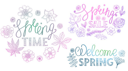Spring word handwritten with elegant cursive Vector Image