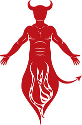 Human being standing in flame mystic infernal Vector Image