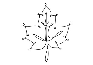 Maple leaf line art one continuous line drawing Vector Image