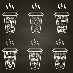 Tea quotes and sayings typography set Royalty Free Vector