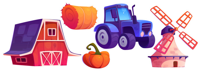 Farm game design elements set Royalty Free Vector Image