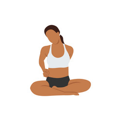Easy pose with ear to shoulder stretch sukhasana Vector Image