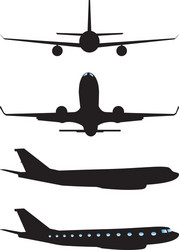 Airplanes silhouette front view Royalty Free Vector Image