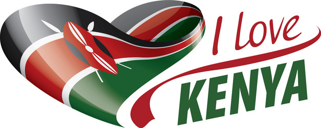 National flag kenya in shape a heart Royalty Free Vector