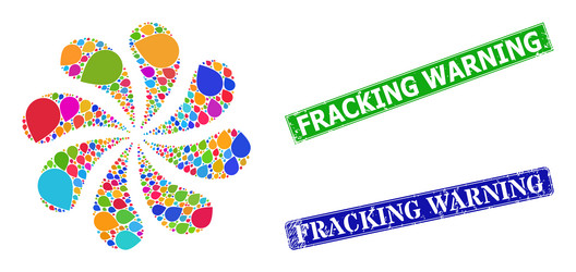 Grunged fracking warning stamp seals Royalty Free Vector