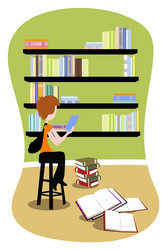 Student in library Royalty Free Vector Image - VectorStock
